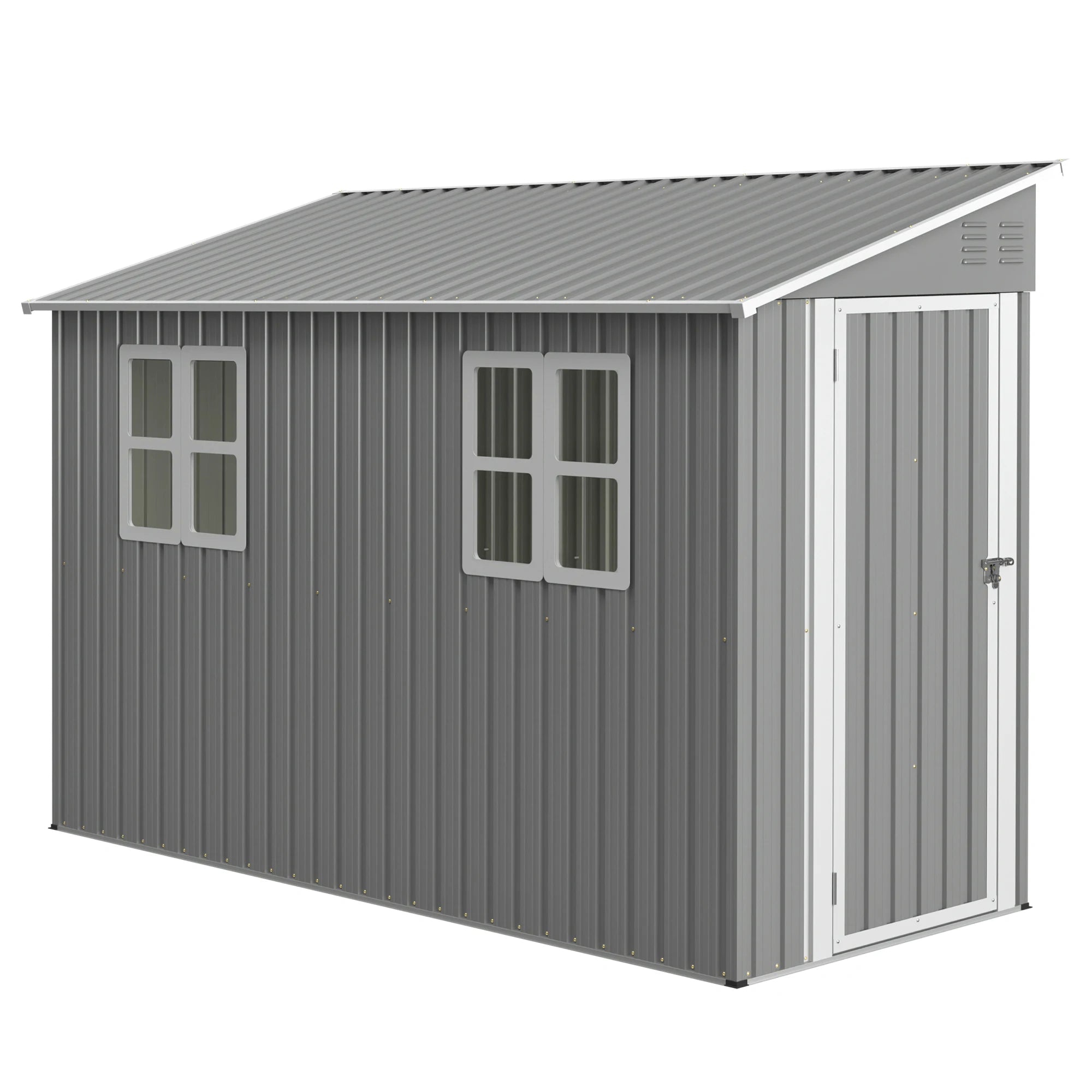 4x10 FT Galvanized Steel Outdoor Shed – Weatherproof Lockable Storage ...